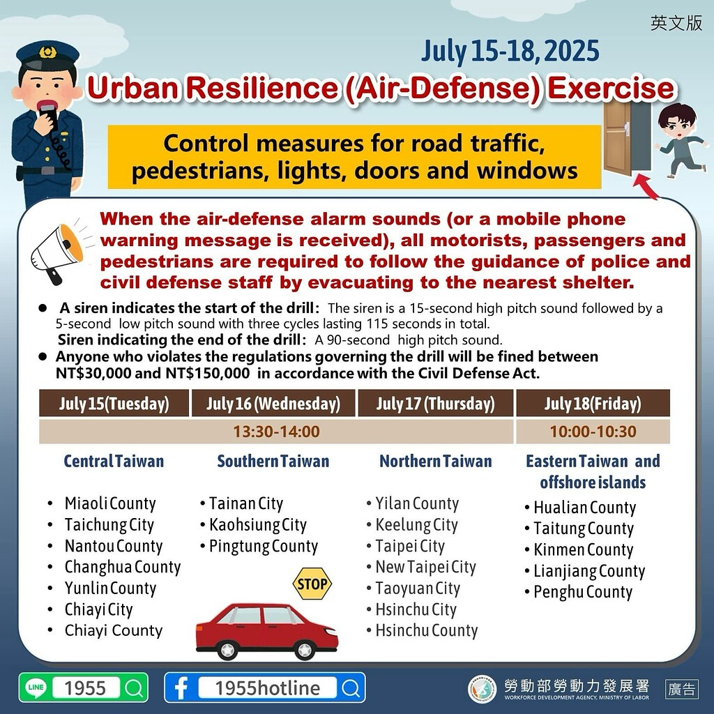 2025 Wanan air defense drill on July 15-18 - Living in Taiwan - Forumosa