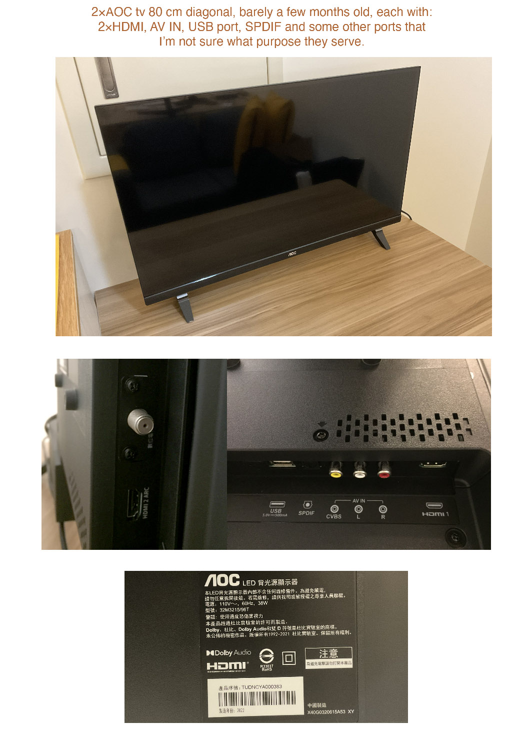 2 × new TVs (80 cm diagonal) practically new - Buy and Sell - Forumosa