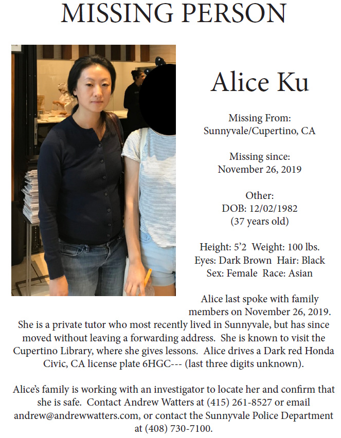 Help Finding a Missing Person - Alice Ku - Living in Taiwan - Forumosa